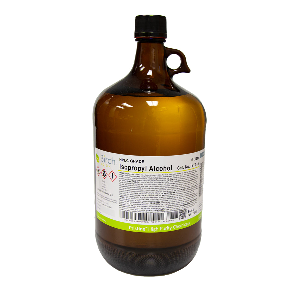 PRISTINE® Isopropyl Alcohol, HPLC Grade, 4 x 4 Liter Bottles/Case ...