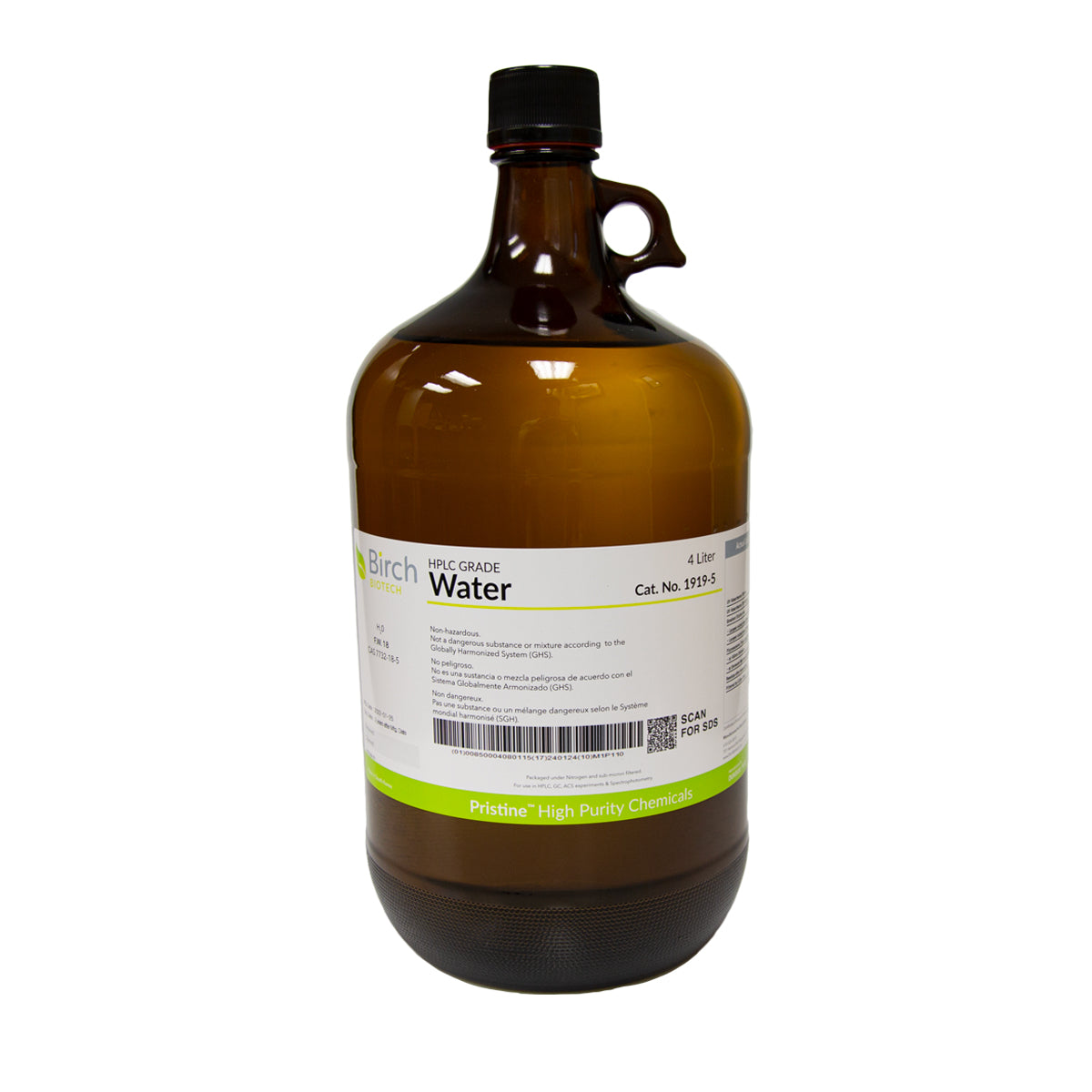 PRISTINE® Water, HPLC Grade, 4 x 4 Liter Bottles/Case – Birch Biotech