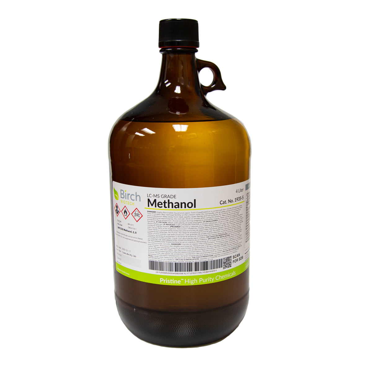 PRISTINE® Methanol, LC-MS Grade, 4 x 4 Liter Bottles/Case – Birch Biotech